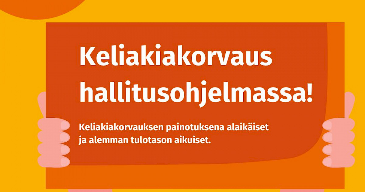 Keliakialiitto iloitsee keliakiakorvauksesta hallitusohjelmassa ...