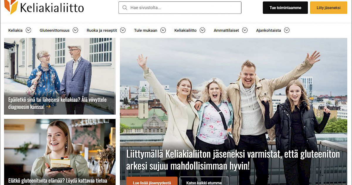 Keliakialiiton verkkosivut uudistuivat - Keliakialiitto